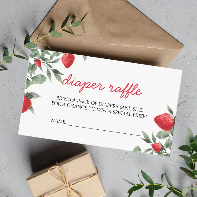 Berry Sweet Strawberry Baby Shower Diaper Raffle Enclosure Card | Zazzle