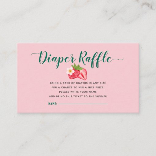 Berry Sweet Strawberry Baby Shower Diaper Raffle Enclosure Card | Zazzle