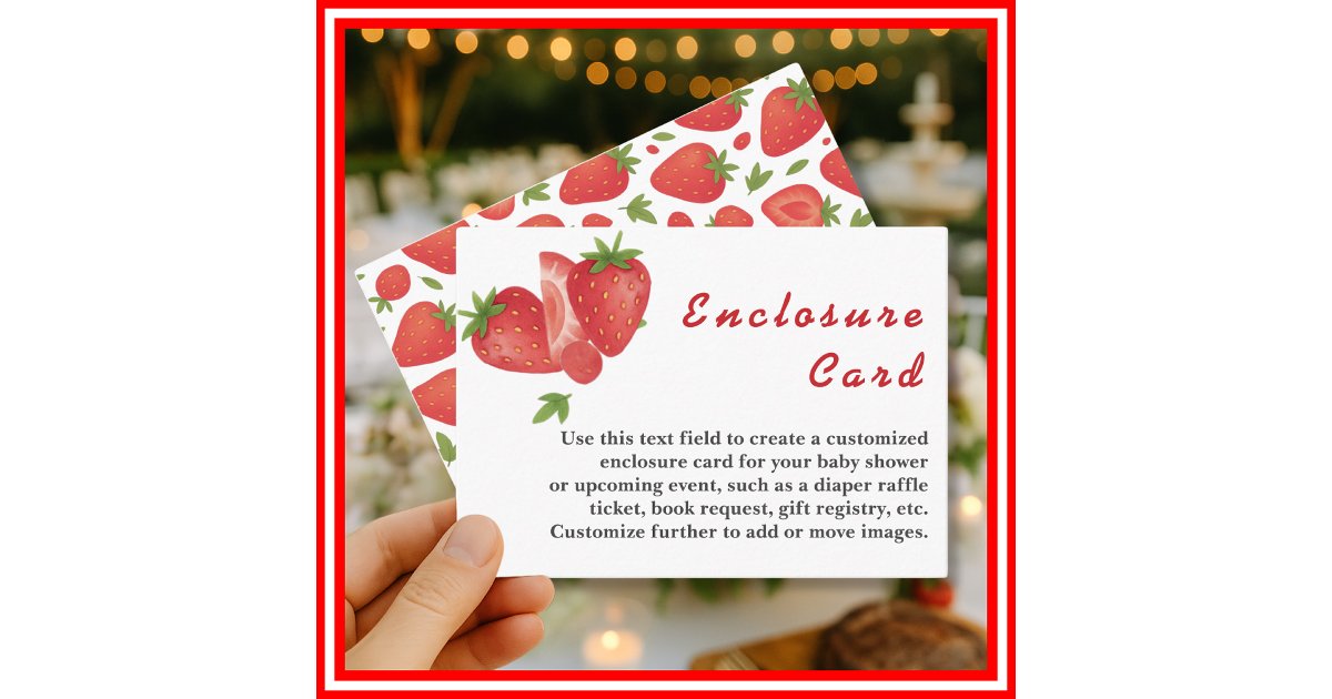 Berry Sweet Strawberry Baby Shower Enclosure Card | Zazzle