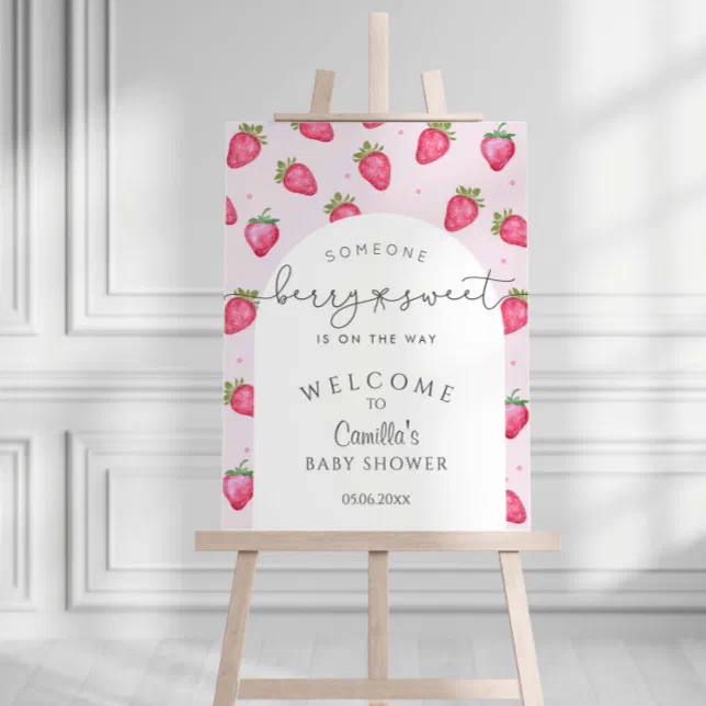 Berry Sweet Strawberry Baby Shower Foam Board | Zazzle