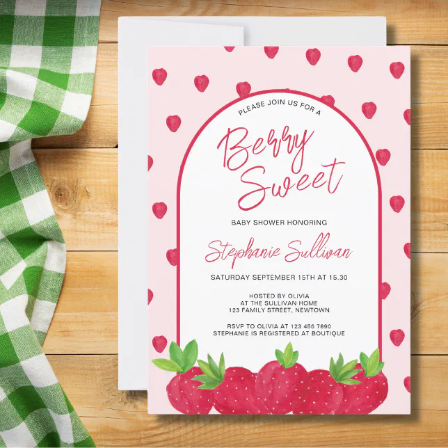 Berry Sweet Strawberry Baby Shower Invitation | Zazzle