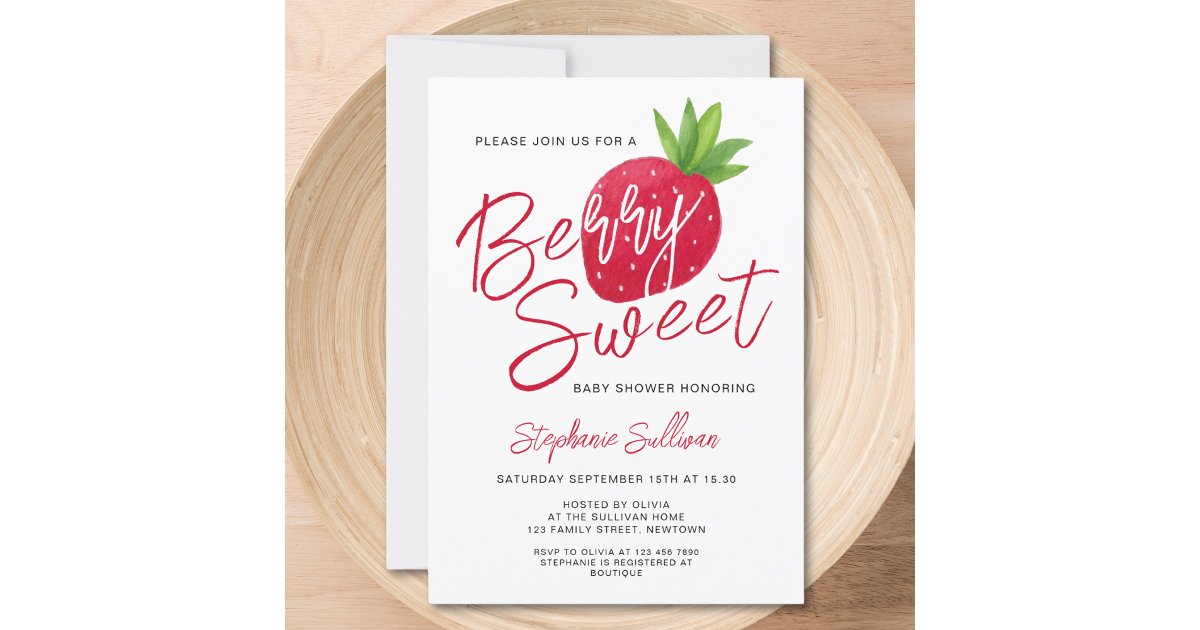 Berry Sweet Strawberry Baby Shower Invitation | Zazzle