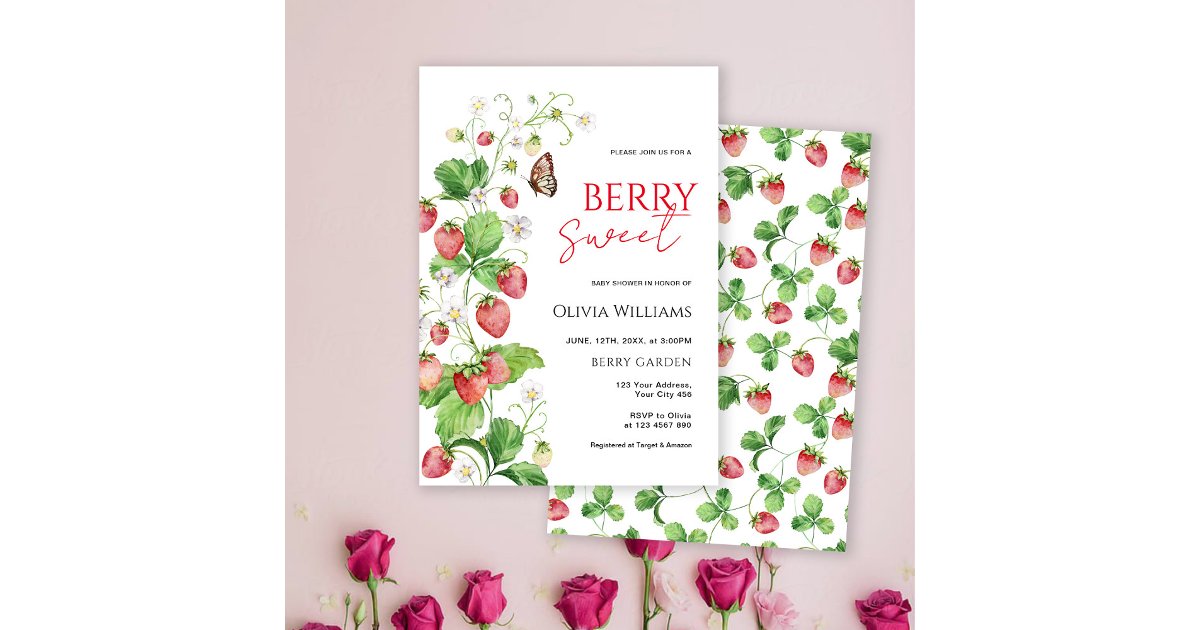 Berry Sweet Strawberry Baby Shower Invitation | Zazzle