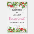 Berry Sweet Strawberry Birthday Welcome Sign | Zazzle