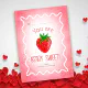 Berry Sweet Strawberry Classroom Valentine Note Card | Zazzle