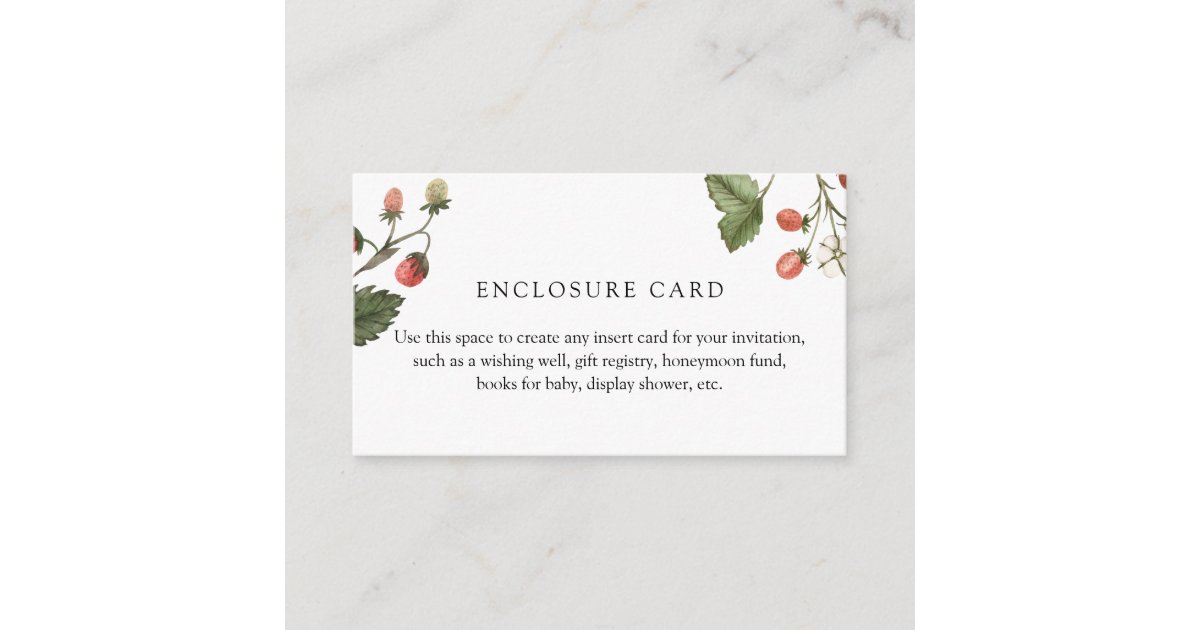 Berry Sweet Strawberry Custom Enclosure Card | Zazzle