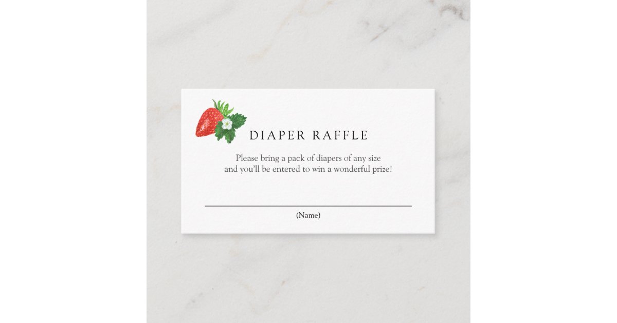 Berry Sweet Strawberry Diaper Raffle Enclosure Card | Zazzle