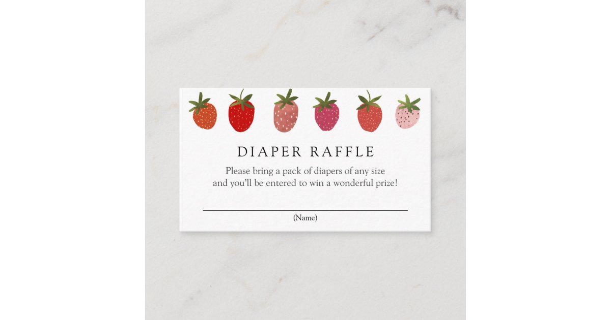 Berry Sweet Strawberry Diaper Raffle insert card | Zazzle