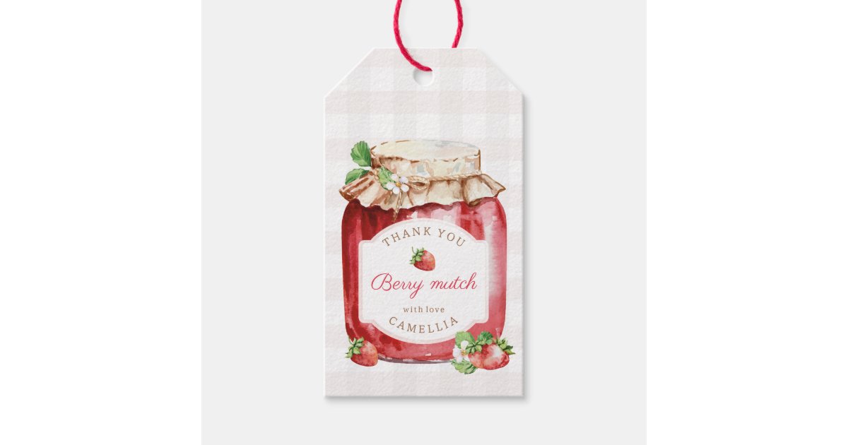 Berry Sweet Strawberry Jam Baby Shower Thank You Gift Tags | Zazzle