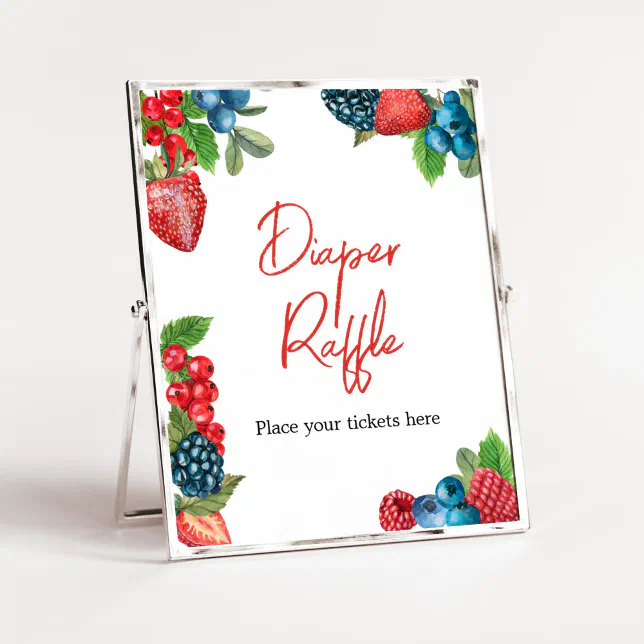 Berry Sweet Summer Baby Shower Diaper Raffle Poster | Zazzle