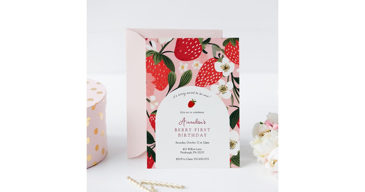 Berry Sweet to Be ONE First Birthday Invitation | Zazzle