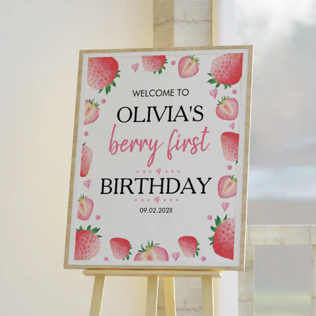 Berry Sweet Welcome Sign Birthday Baby Shower | Zazzle