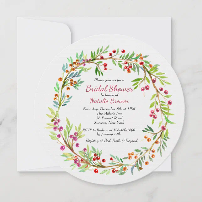 Berry Wreath Invitation | Zazzle