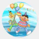 Bert and Ernie Birthday Balloons Classic Round Sticker | Zazzle