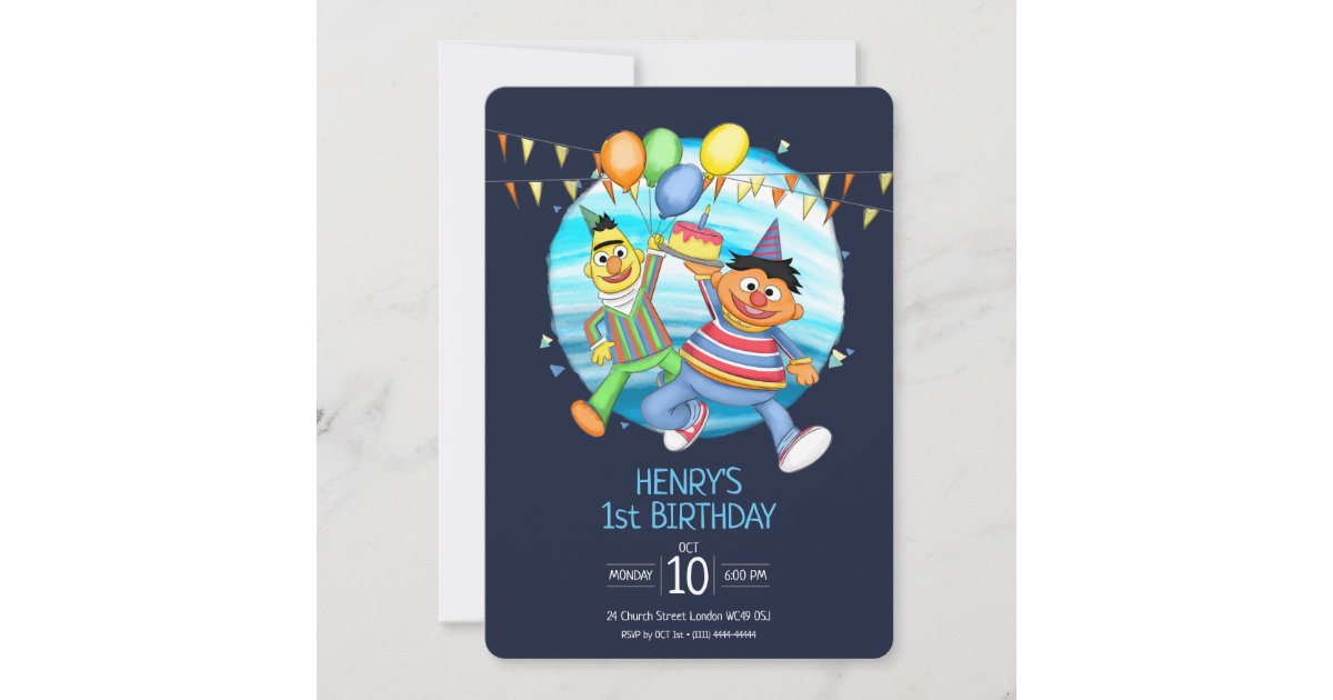 Bert and Ernie Birthday Balloons Invitation | Zazzle