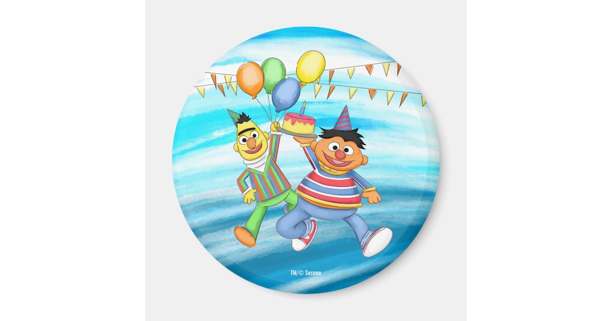Bert and Ernie Birthday Balloons Magnet | Zazzle