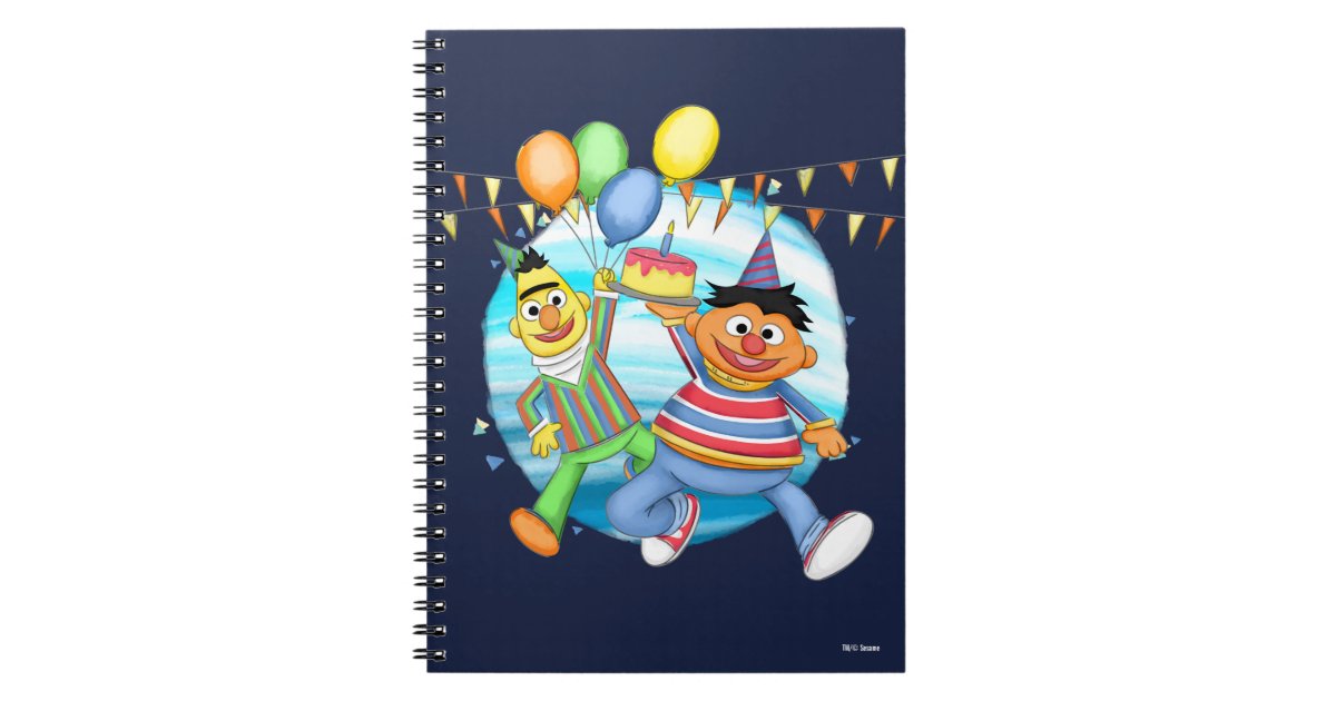 Bert and Ernie Birthday Balloons Notebook | Zazzle