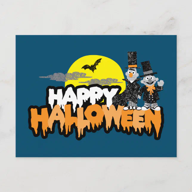 Bert and Ernie | Happy Halloween Postcard | Zazzle