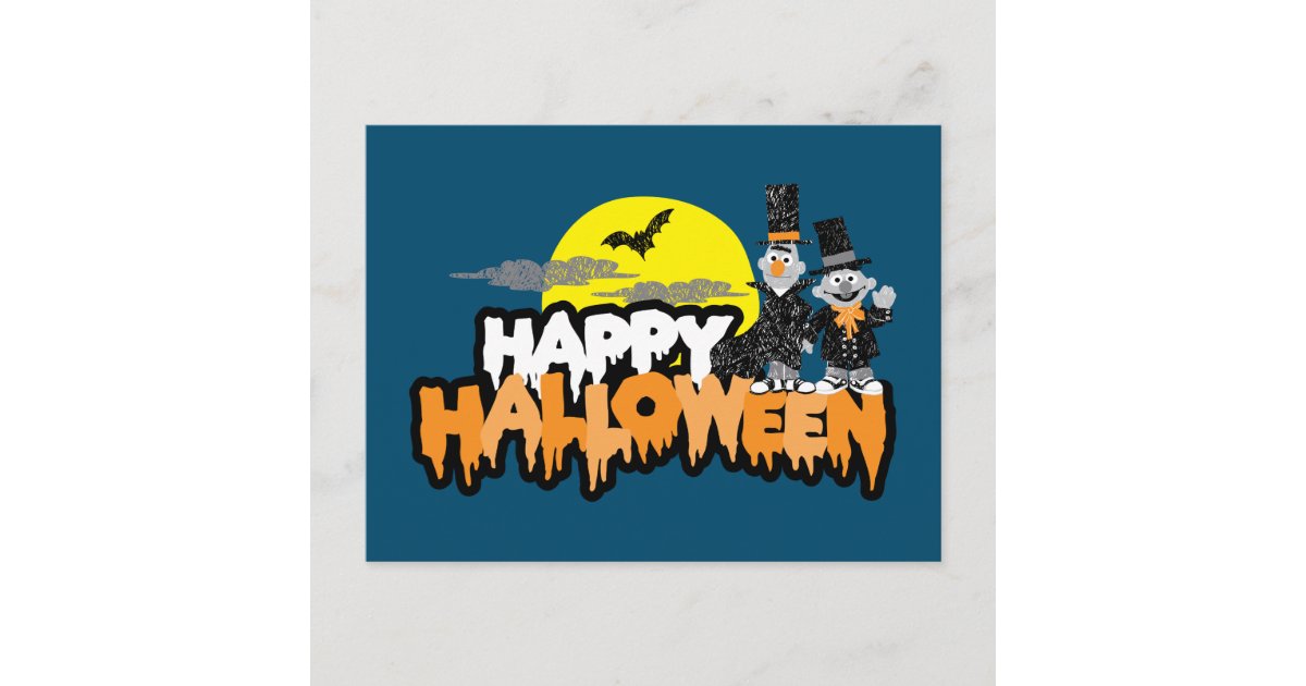 Bert and Ernie | Happy Halloween Postcard | Zazzle