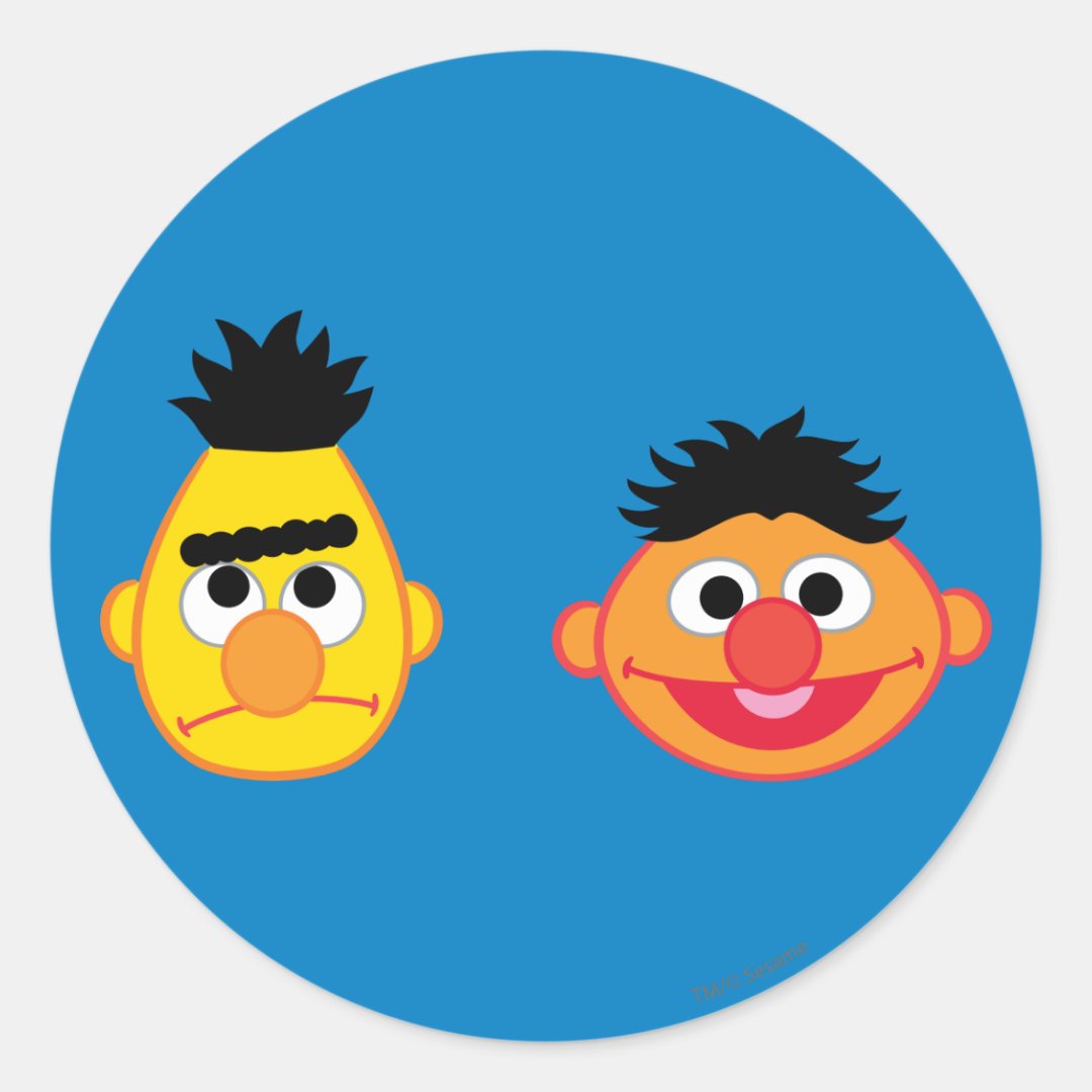 Bert & Ernie Emojis Classic Round Sticker | Zazzle