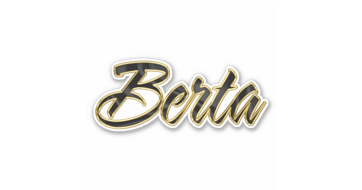 Berta black gold lettering sticker | Zazzle
