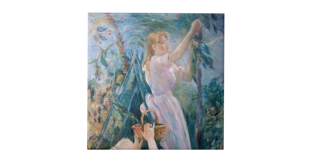 Berthe Morisot - The Cherry Picker Ceramic Tile | Zazzle