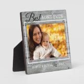 Best Aunt Ever Custom Photo Rustic Gray Wood Plaque | Zazzle