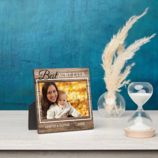 Best Aunt Ever Custom Photo Rustic Wood Plaque | Zazzle