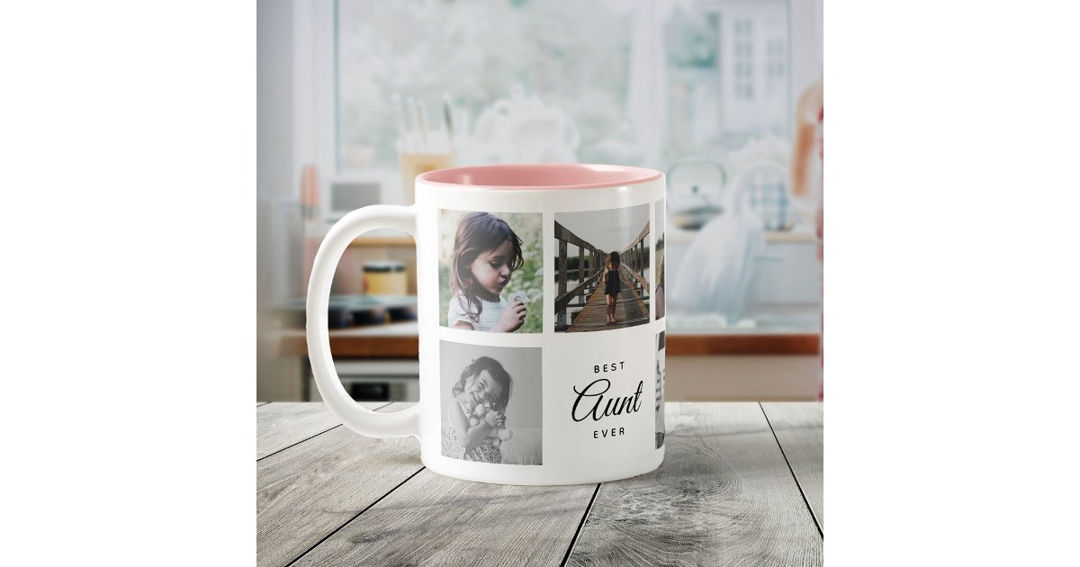 Best Aunt Ever Cute Trendy Instagram Photo Collage Two-Tone Coffee Mug ...