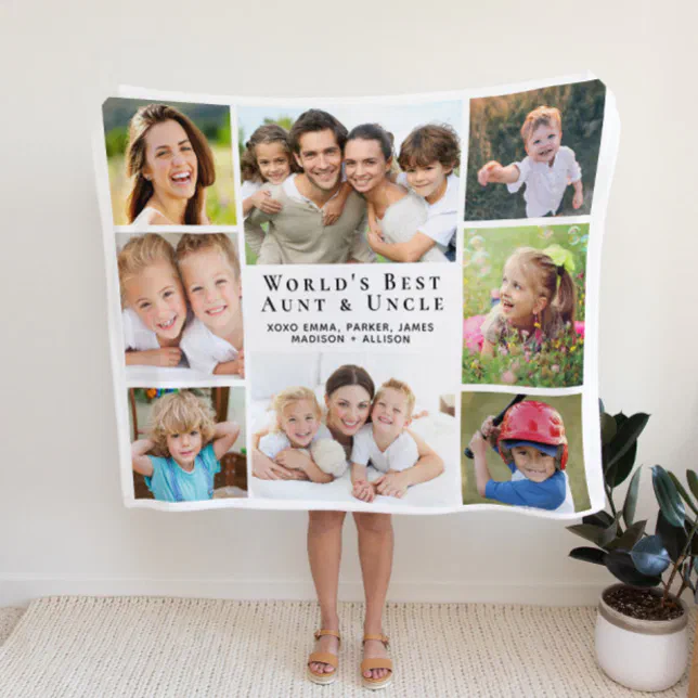 Best Aunt Uncle Photo Collage Sherpa Blanket | Zazzle