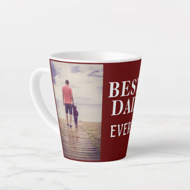 Best Bad Ever Father`s Day 2 Photo Collage Red Latte Mug | Zazzle