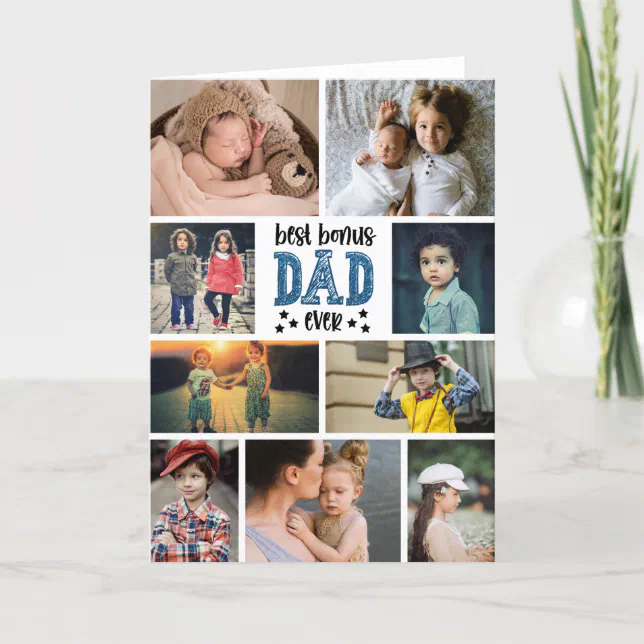 Best Bonus Dad Ever Photo Collage Father's Day Card | Zazzle
