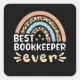 Best Bookkeeper ever Leopard Rainbow Gift Mom Square Sticker | Zazzle