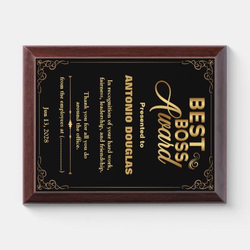 Best Boss Award Personalized Thank You Gift | Zazzle