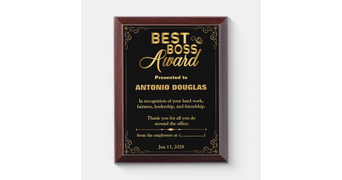 Best Boss Award Personalized Thank You Gift | Zazzle