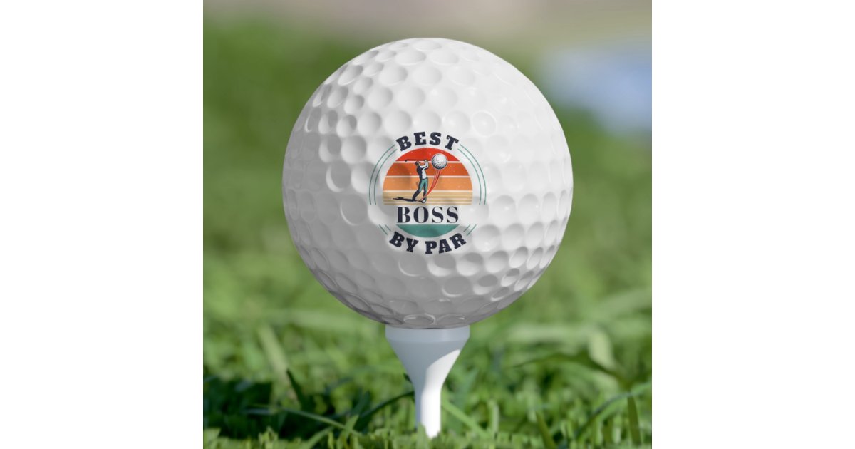 Best Boss By Par Custom Office Manager Retro Golf Balls | Zazzle