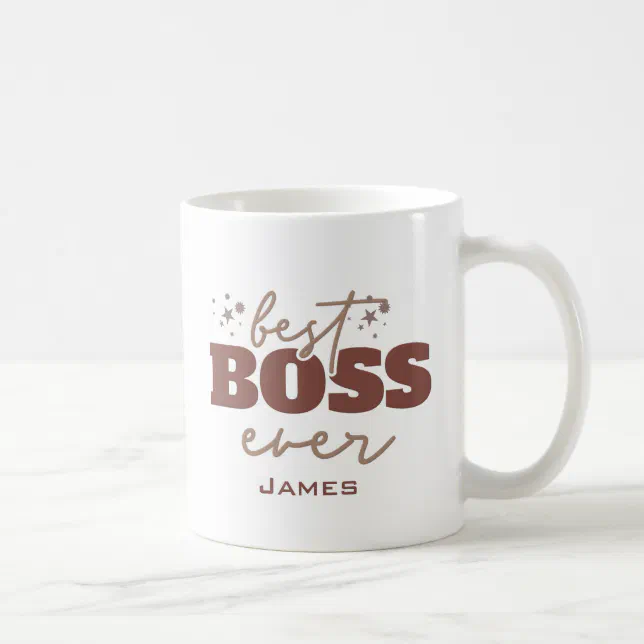 Best Boss Ever Personalized Brown Letters Coffee Mug | Zazzle