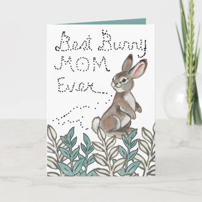 Best Bunny Mom Ever Cute Rabbit Text Mother's Day Card | Zazzle