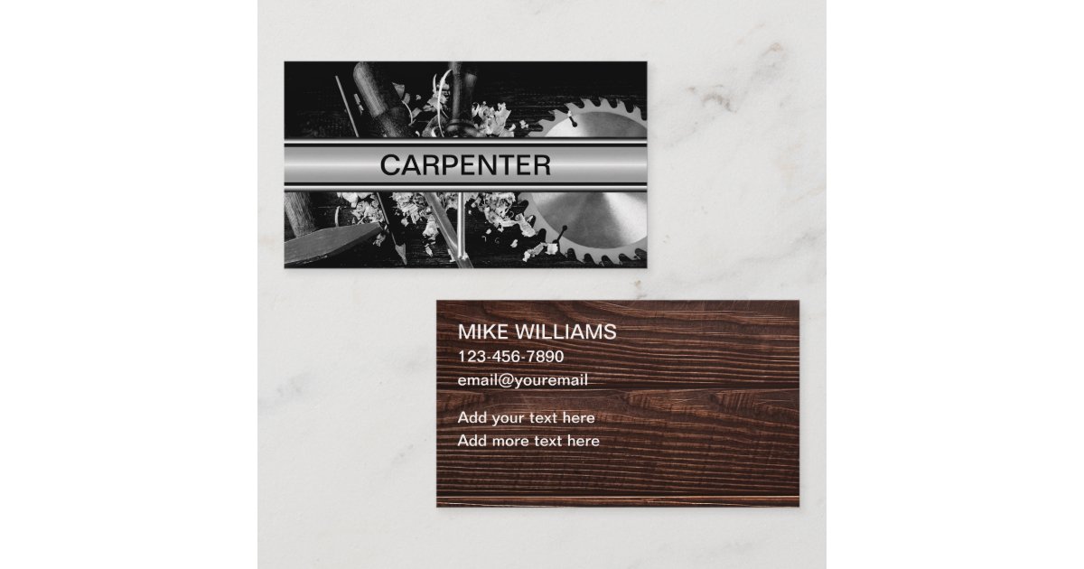 Best Business Cards For A Carpenter | Zazzle
