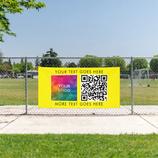 Best Business Logo QR Code Template Bright Yellow Banner | Zazzle