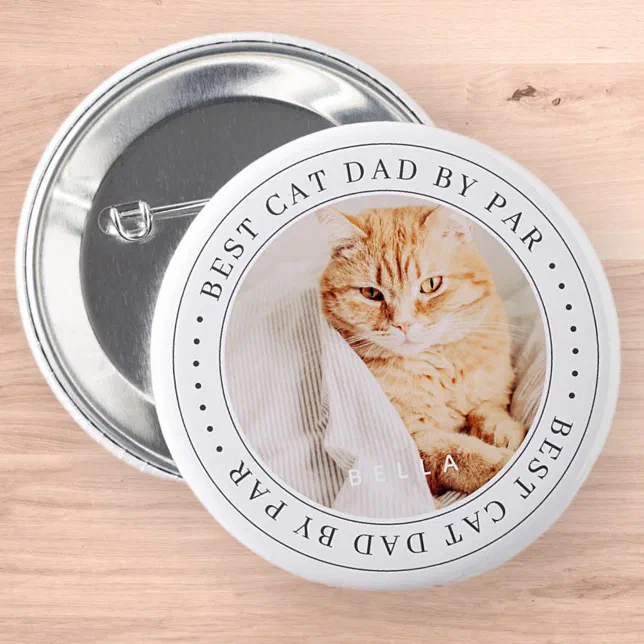 Best Cat Dad By Par Classic Simple Photo Button | Zazzle
