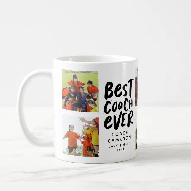 Best coach ever 7 photo collage team gift coffee mug | Zazzle