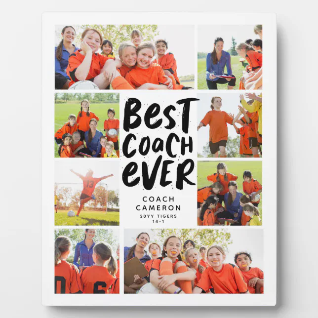 Best coach ever eight photo collage coach gift plaque | Zazzle