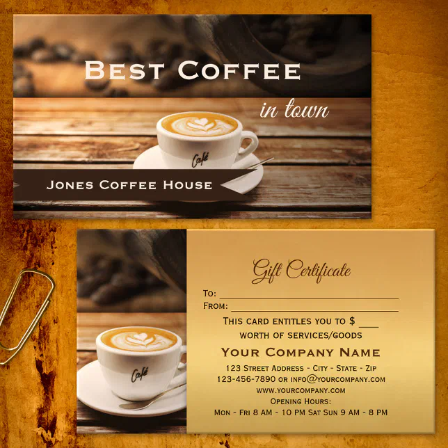 Best Coffee in Town Gift Certificate Template | Zazzle