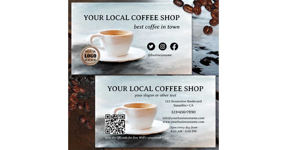 Best Coffee in Town QR Code Fine Art Business Card | Zazzle