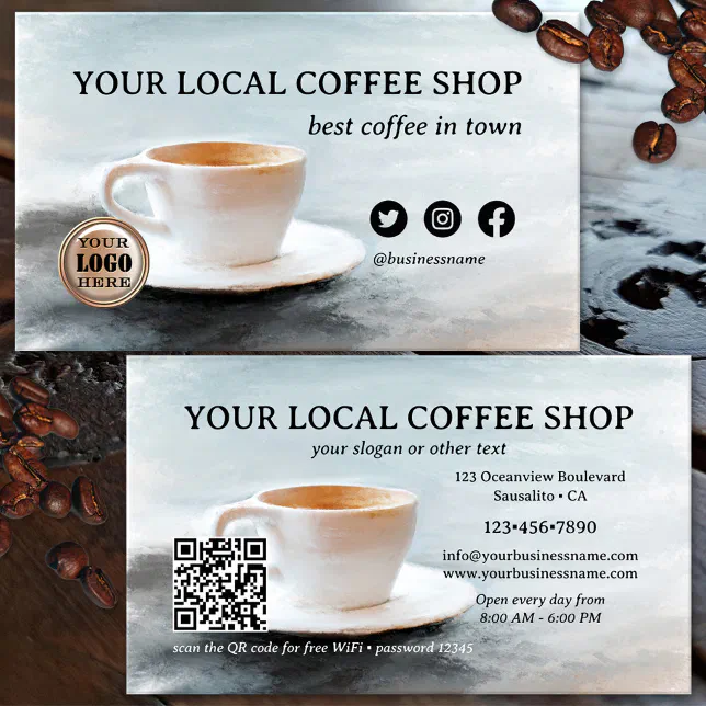 Best Coffee in Town QR Code Fine Art Business Card | Zazzle