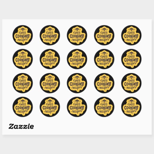 best cooking recipes word art classic round sticker | Zazzle