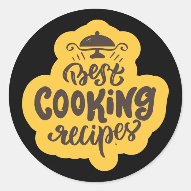 best cooking recipes word art classic round sticker | Zazzle