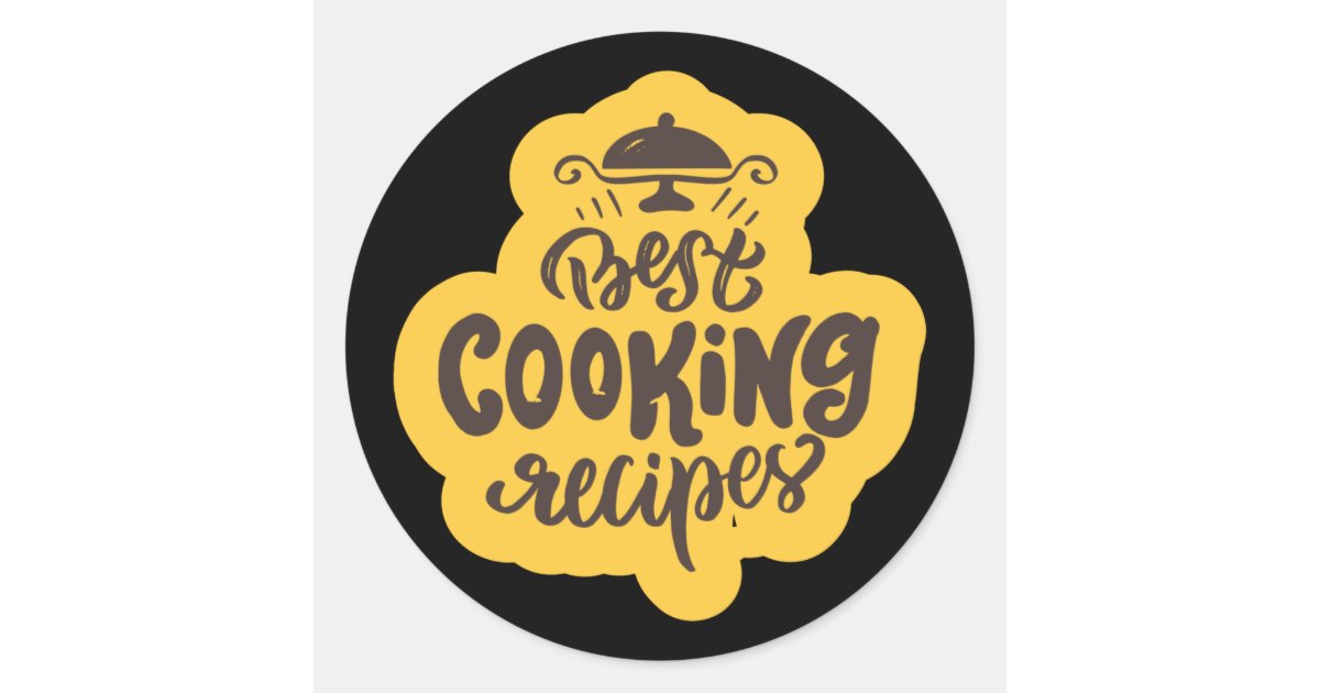 best cooking recipes word art classic round sticker | Zazzle