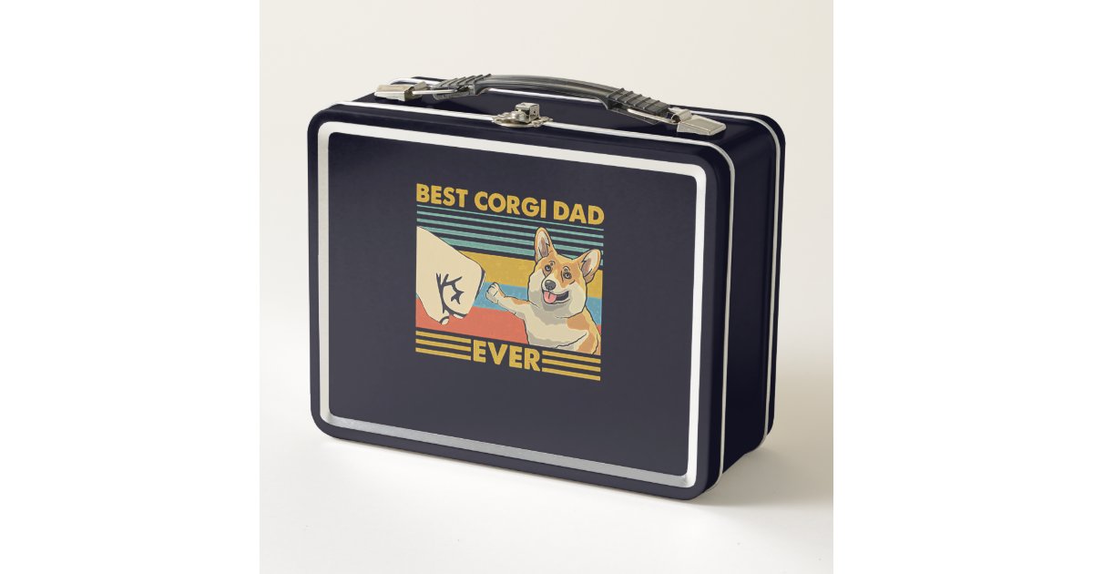 Best Corgi Dad Ever Retro Vintage Sunset Metal Lunch Box | Zazzle